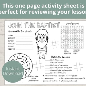 John the Baptist Craft, Bible Activity, Church Kids Activity, Sunday ...