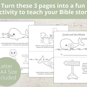 Jonah and the Whale, Sunday School Activities, Bible Story Coloring ...