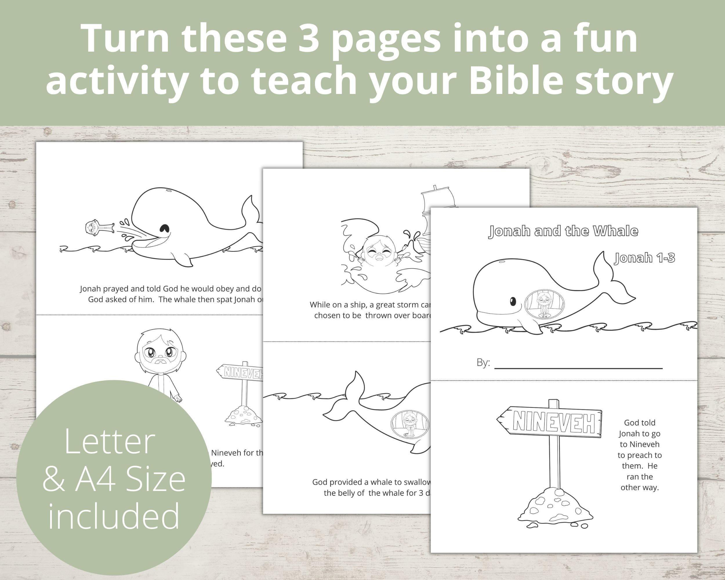 Jonah and the Whale, Sunday School Activities, Bible Story Coloring ...