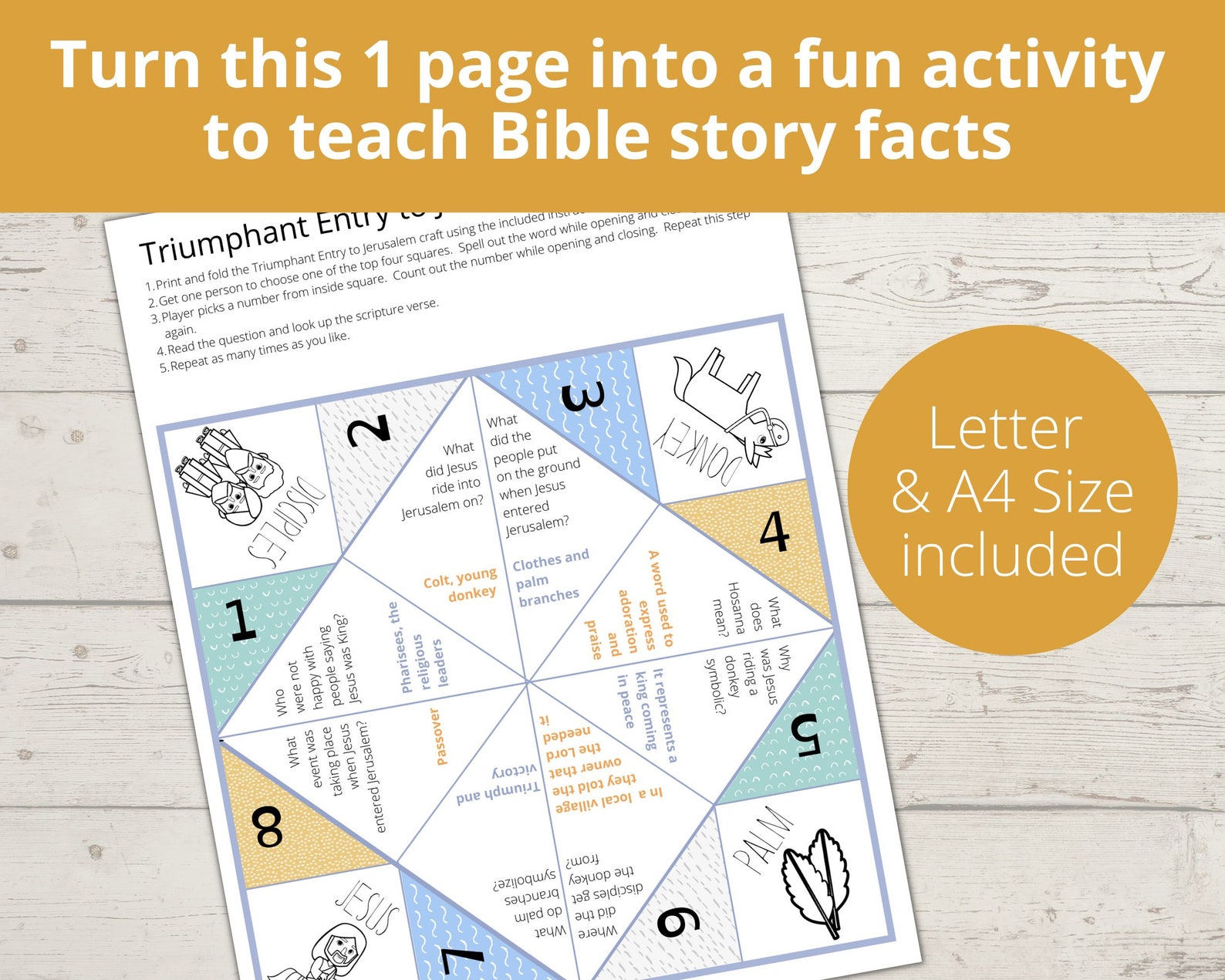 Palm Sunday Craft, Jesus Triumphant Entry to Jerusalem Bible Story ...