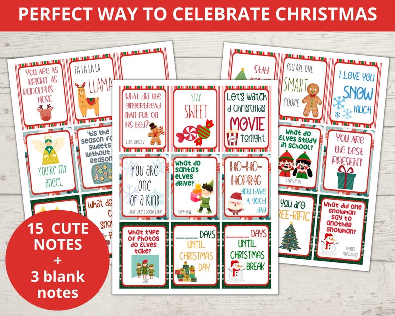Christmas Lunchbox Notes, Lunchbox Notes for Kids, Positive ...
