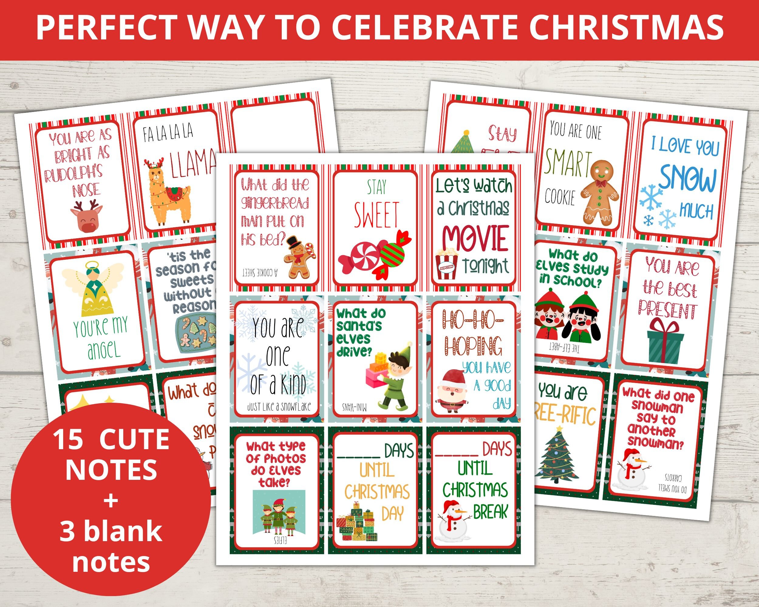 Christmas Lunchbox Notes, Lunchbox Notes for Kids, Positive ...