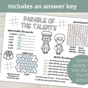 Parable of the Talents, Parables of Jesus, Sunday School Activities ...