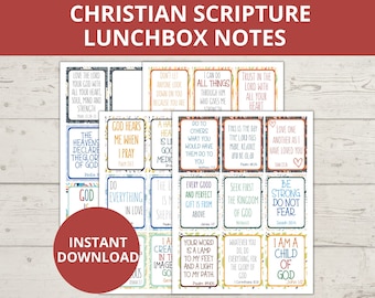 Christian Lunchbox Notes for Kids, Scripture Lunchbox Notes, Positive ...