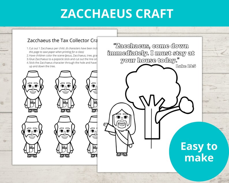 Zacchaeus Printable, Zacchaeus the Tax Collector, Bible Story Crafts ...