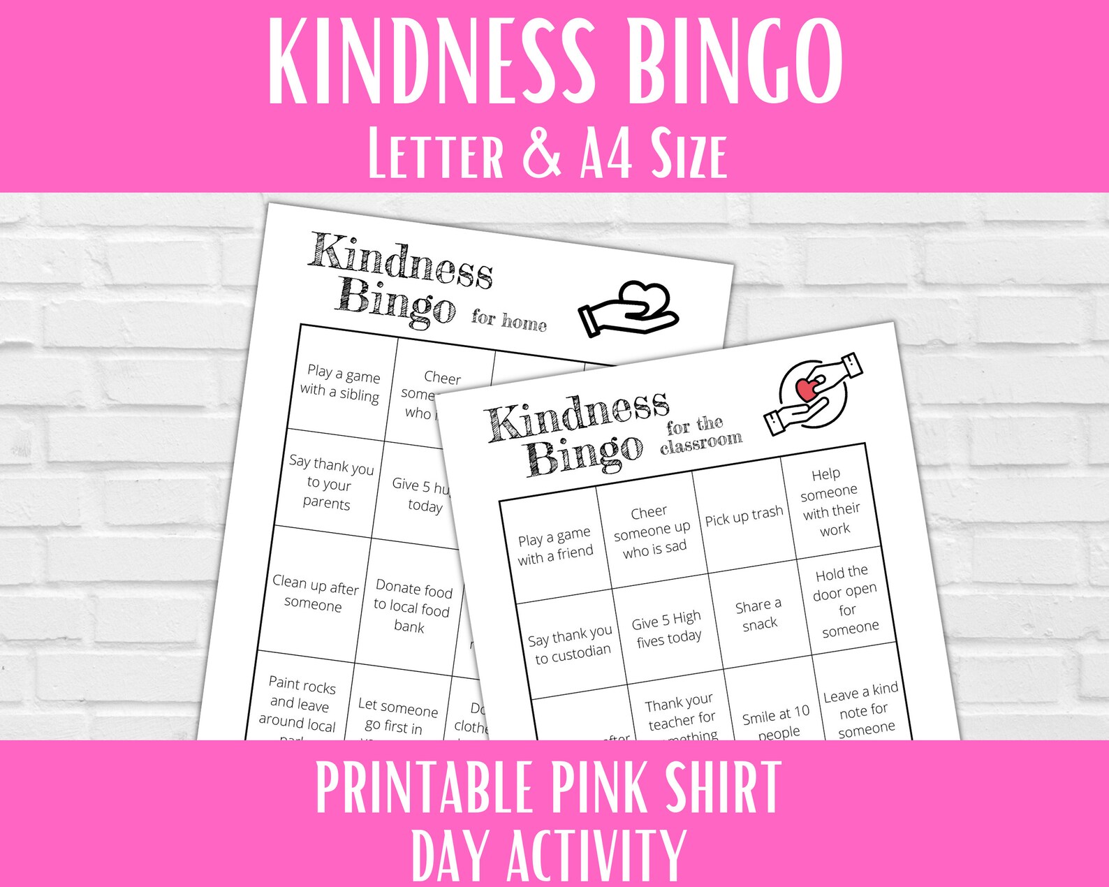 Pink Shirt Day Activities, Kindness Bingo, Pink Shirt Bingo, Anti ...