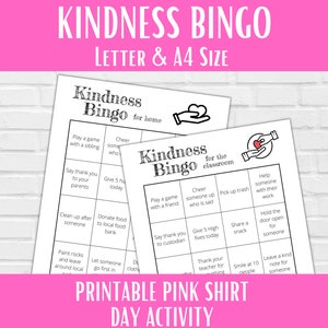 Pink Shirt Day Activities, Kindness Bingo, Pink Shirt Bingo, Anti ...