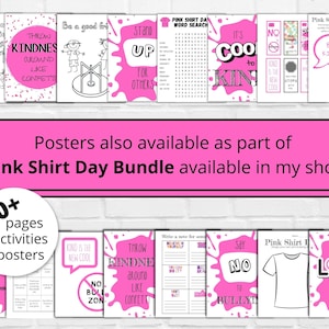 Pink Shirt Day, Kindness Poster, Classroom Decor Printable, Pink Shirt ...