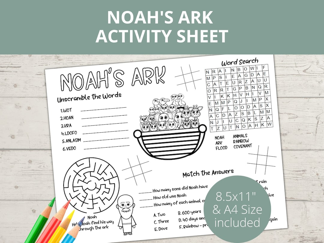 Noahs Ark Activities, Bible Story for Kids, Noahs Ark Craft, Church ...