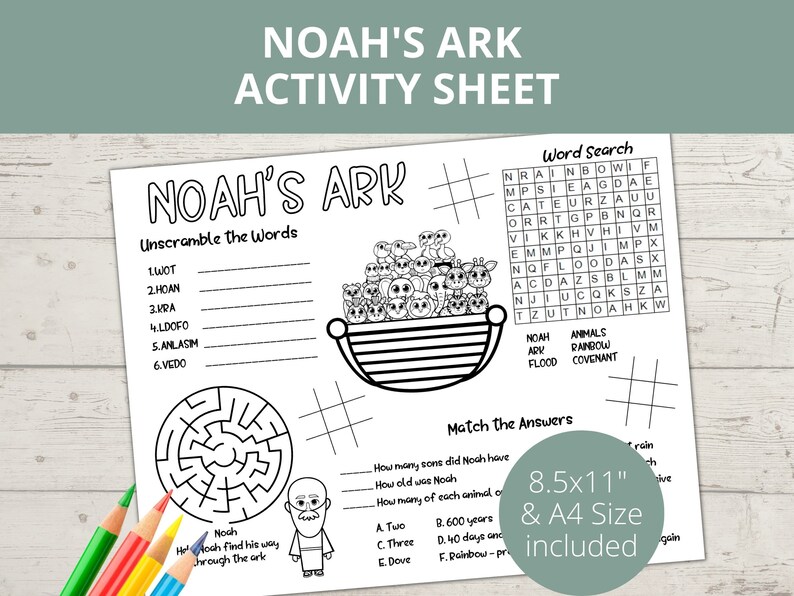 Noahs Ark Activities, Bible Story for Kids, Noahs Ark Craft, Church ...