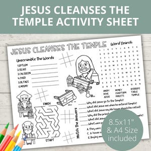 Jesus Cleanses the Temple, Activity Sheet, Bible Activity, Church Kids ...