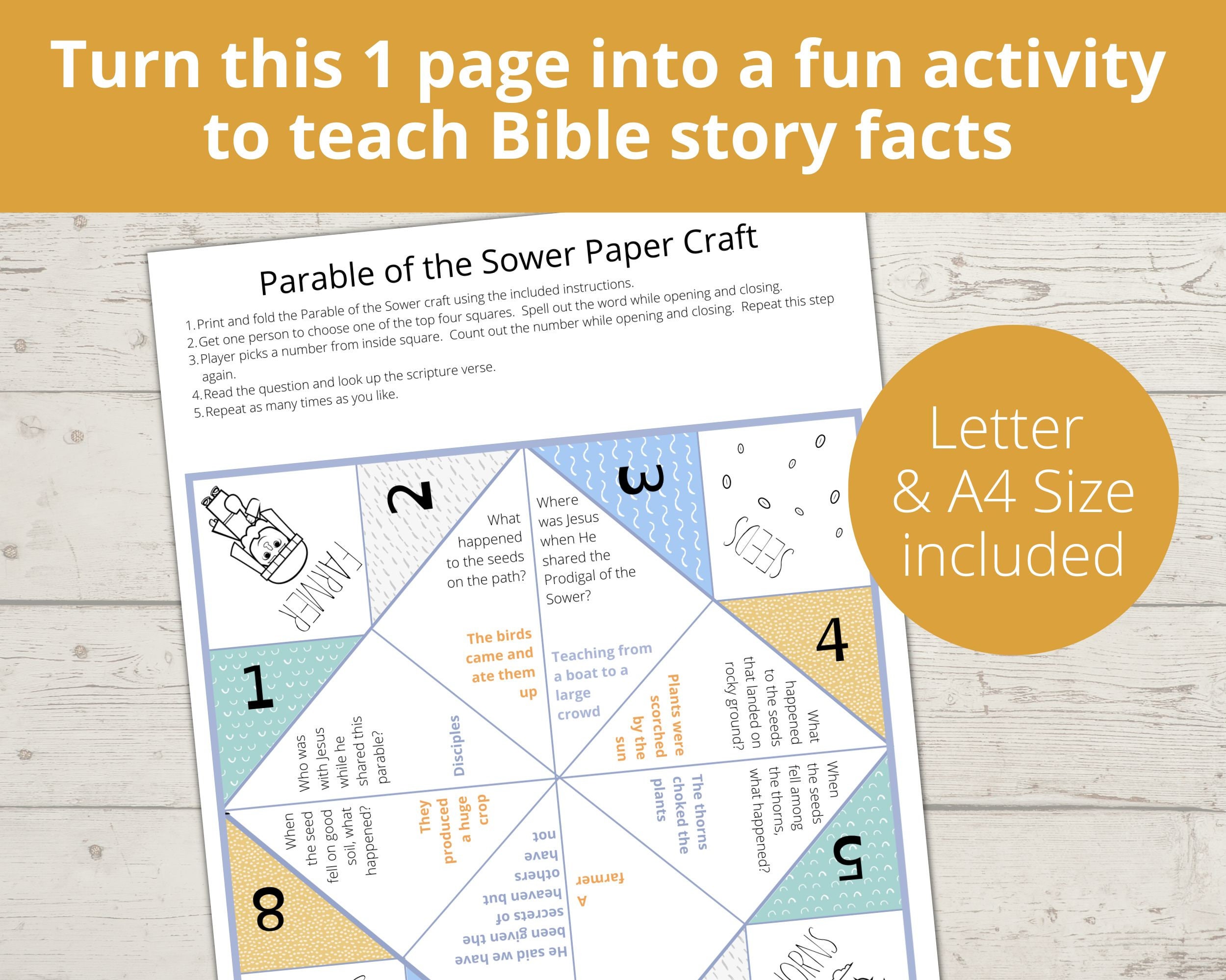 Parable of the Sower Bible Story Activity Sunday School - Etsy Canada