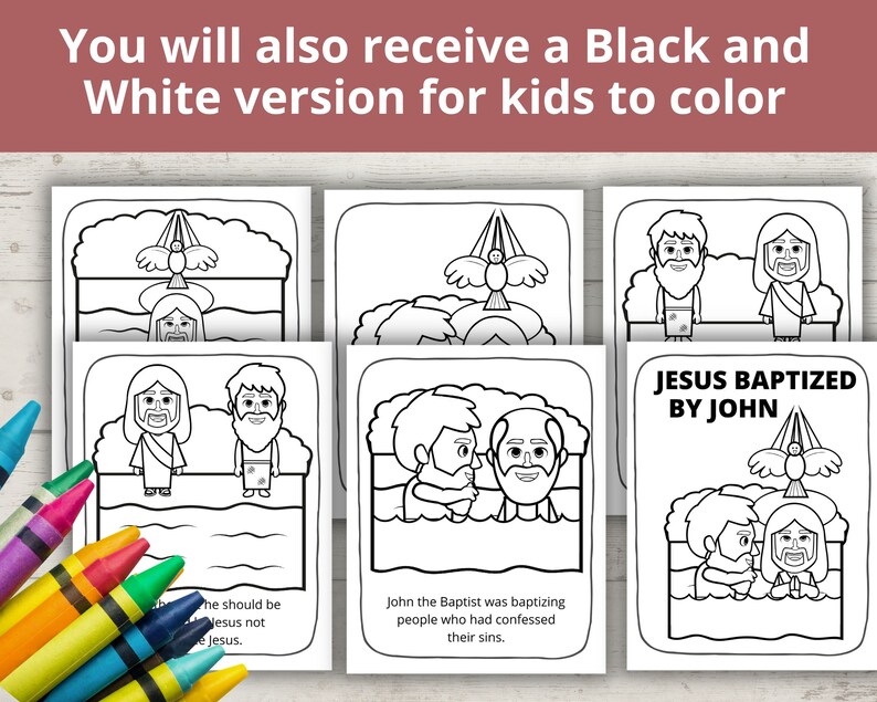 Jesus Baptism, John Baptist Jesus, Bible Story Poster, Jesus Baptized ...