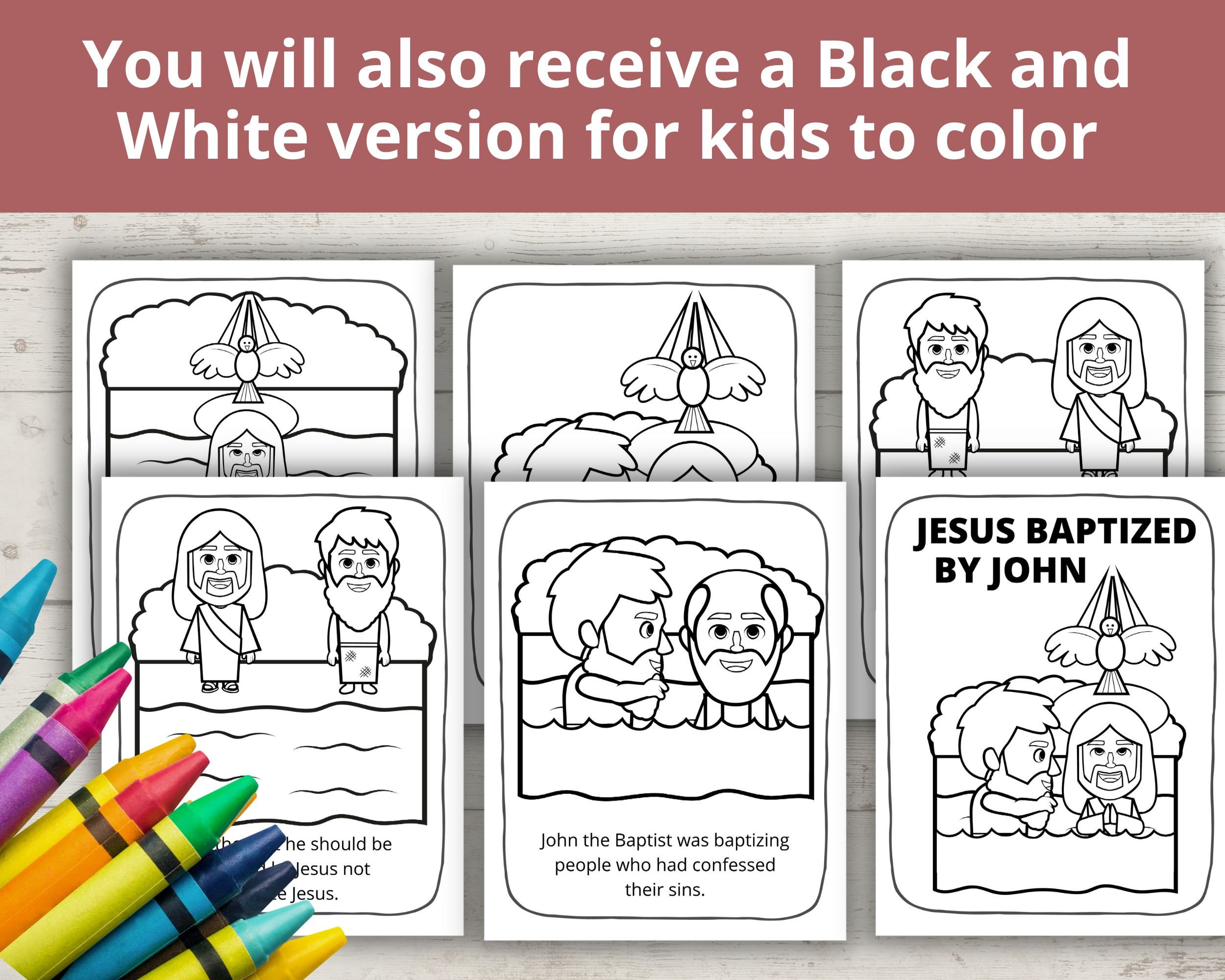 Jesus Baptism, John Baptist Jesus, Bible Story Poster, Jesus Baptized ...
