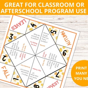 Fall Joke Teller, Fall Fortune Teller, Cootie Catcher, School Activity ...
