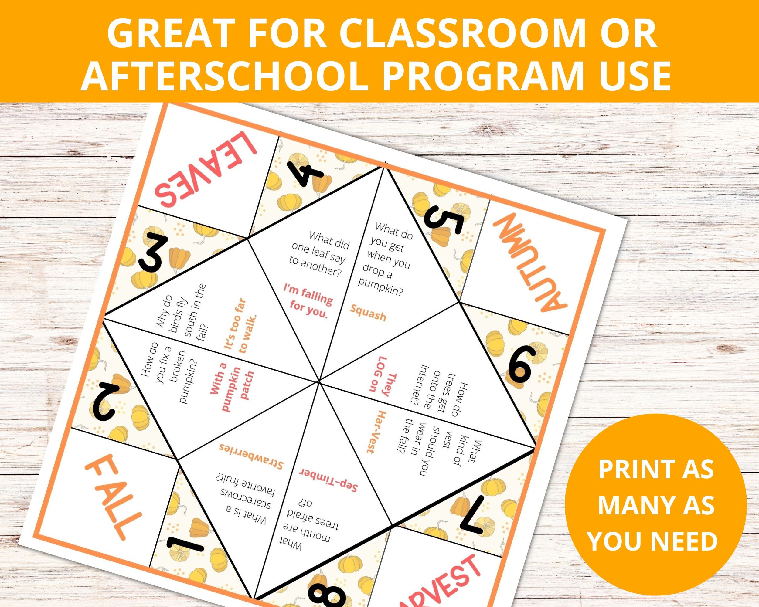 Fall Joke Teller, Fall Fortune Teller, Cootie Catcher, School Activity ...