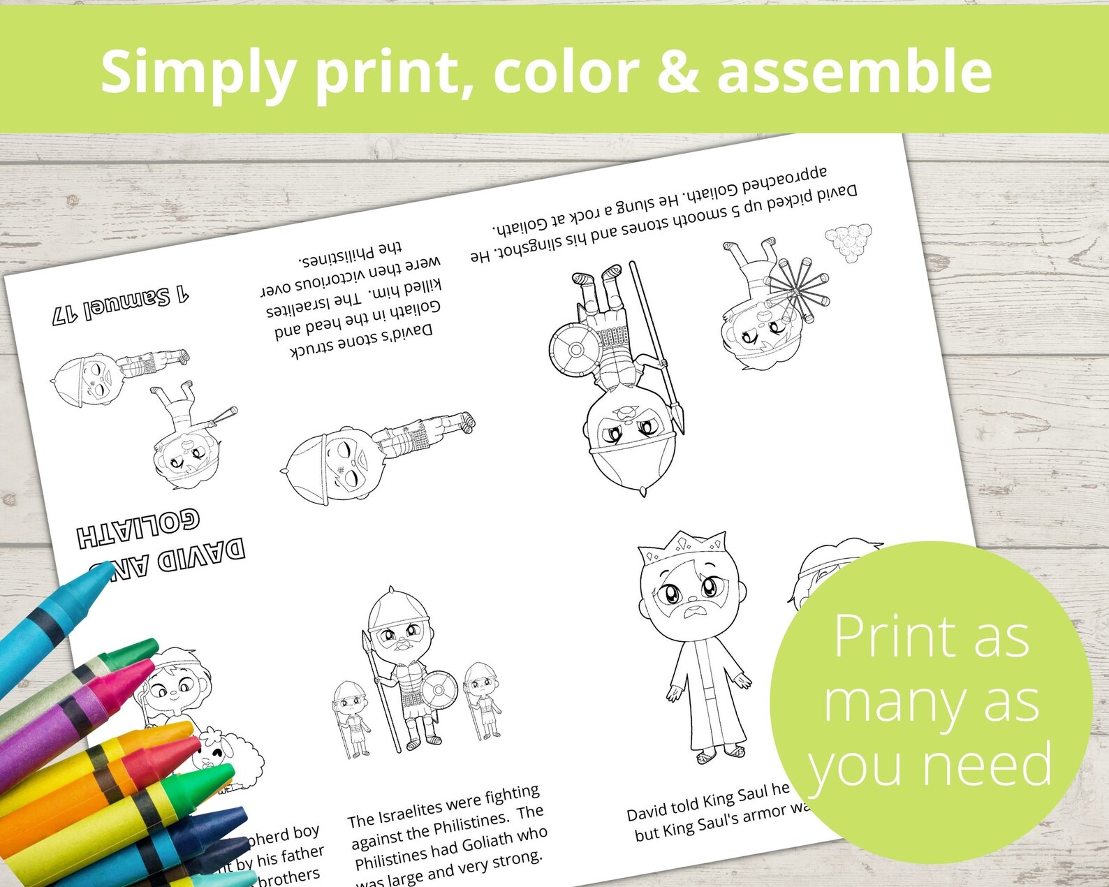 David and Goliath Sunday School Craft, Bible Story Activity, Old ...