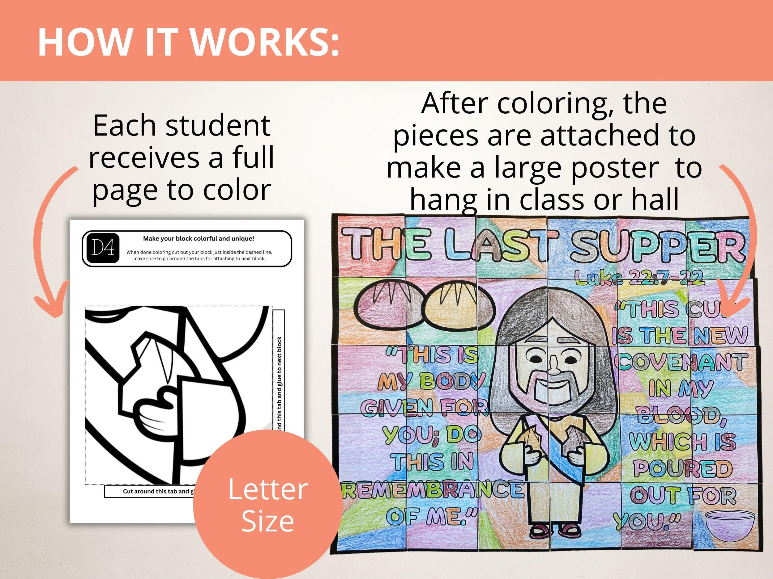 Last Supper Coloring Page, Holy Week Activity, Bible Collaborative ...