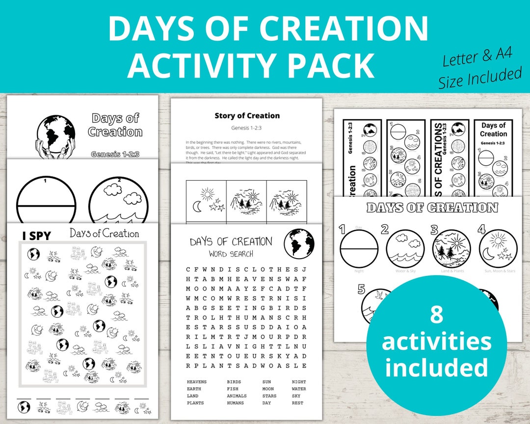 Days of Creation Bible Story Activities Sunday School Craft - Etsy