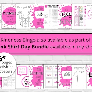 Pink Shirt Day Activities, Kindness Bingo, Pink Shirt Bingo, Anti ...