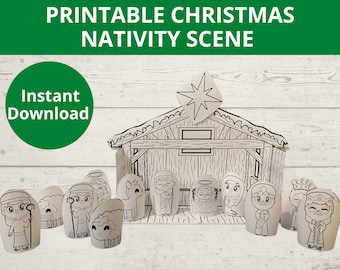 3D Paper Nativity Set Coloring Activity Printable DIY - Etsy