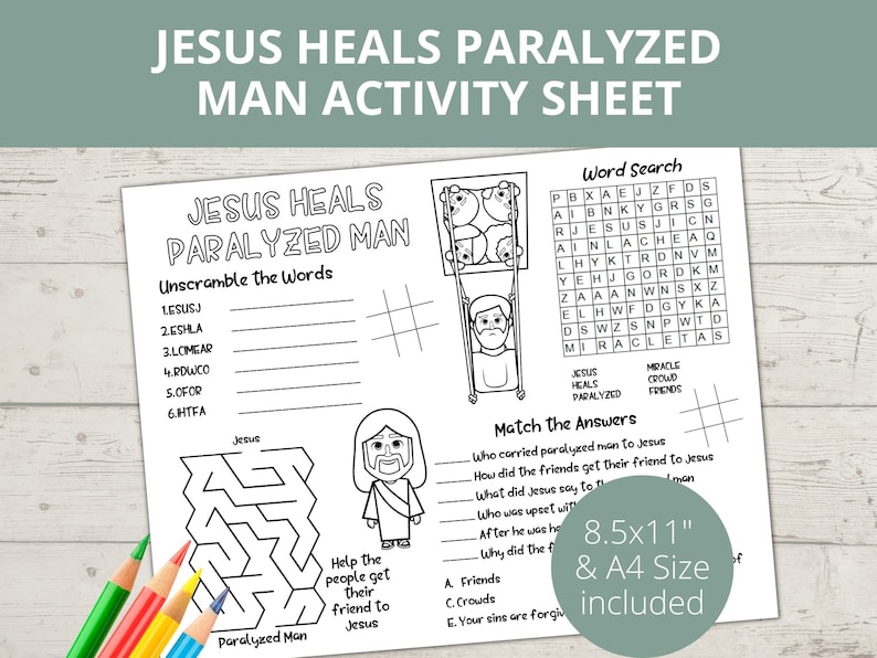 Jesus Heals Paralyzed Man, Jesus Heals Craft, Bible Activity, Church ...