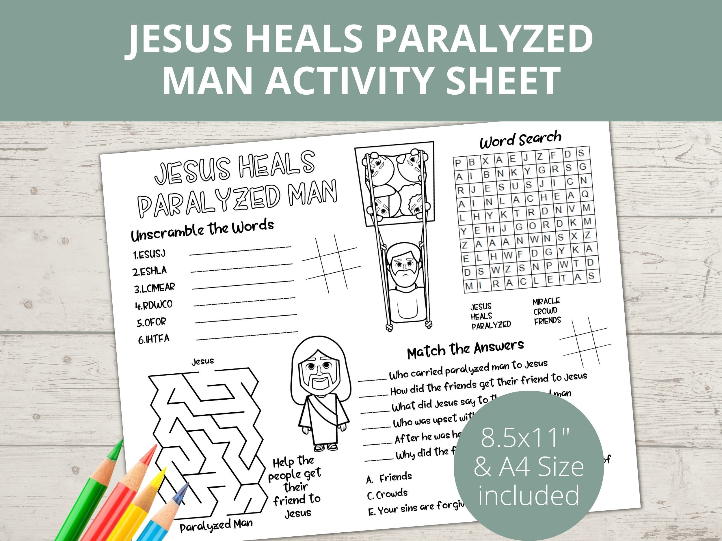 Jesus Heals Paralyzed Man, Jesus Heals Craft, Bible Activity, Church ...