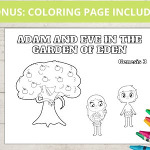 Adam and Eve Bible Story Activity, Sunday School Craft, Printable Mini ...