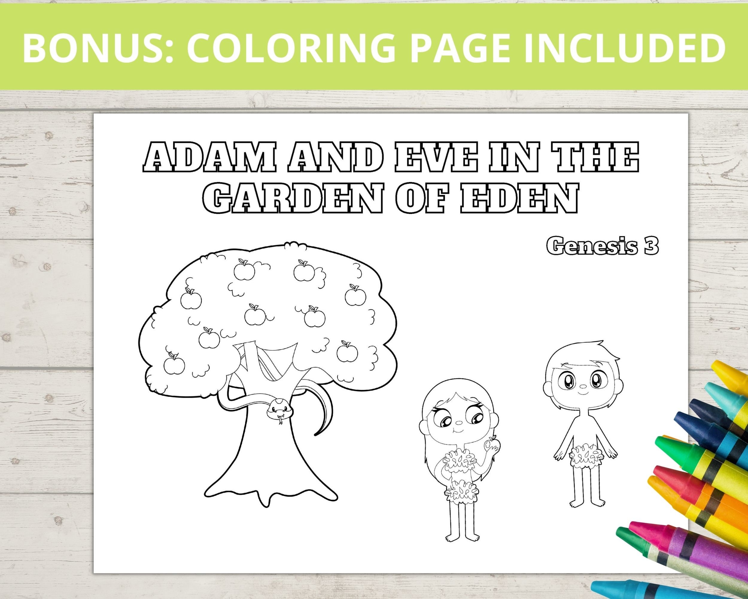 Adam and Eve Bible Story Activity, Sunday School Craft, Printable Mini ...