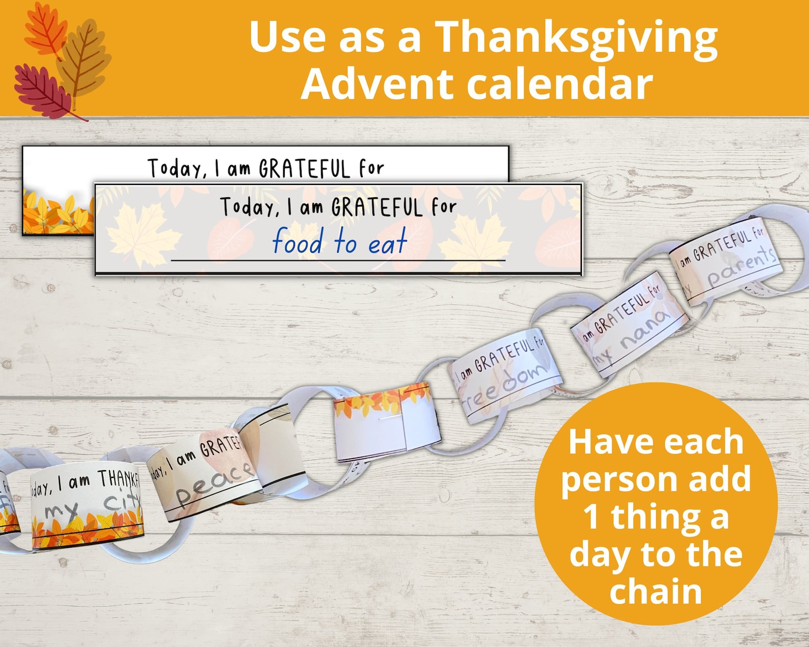 Thanksgiving Gratitude Paper Chain I Am Thankful For Fall - Etsy