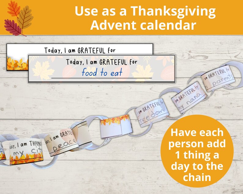 Thanksgiving Gratitude Paper Chain, I Am Thankful For, Fall Activity ...