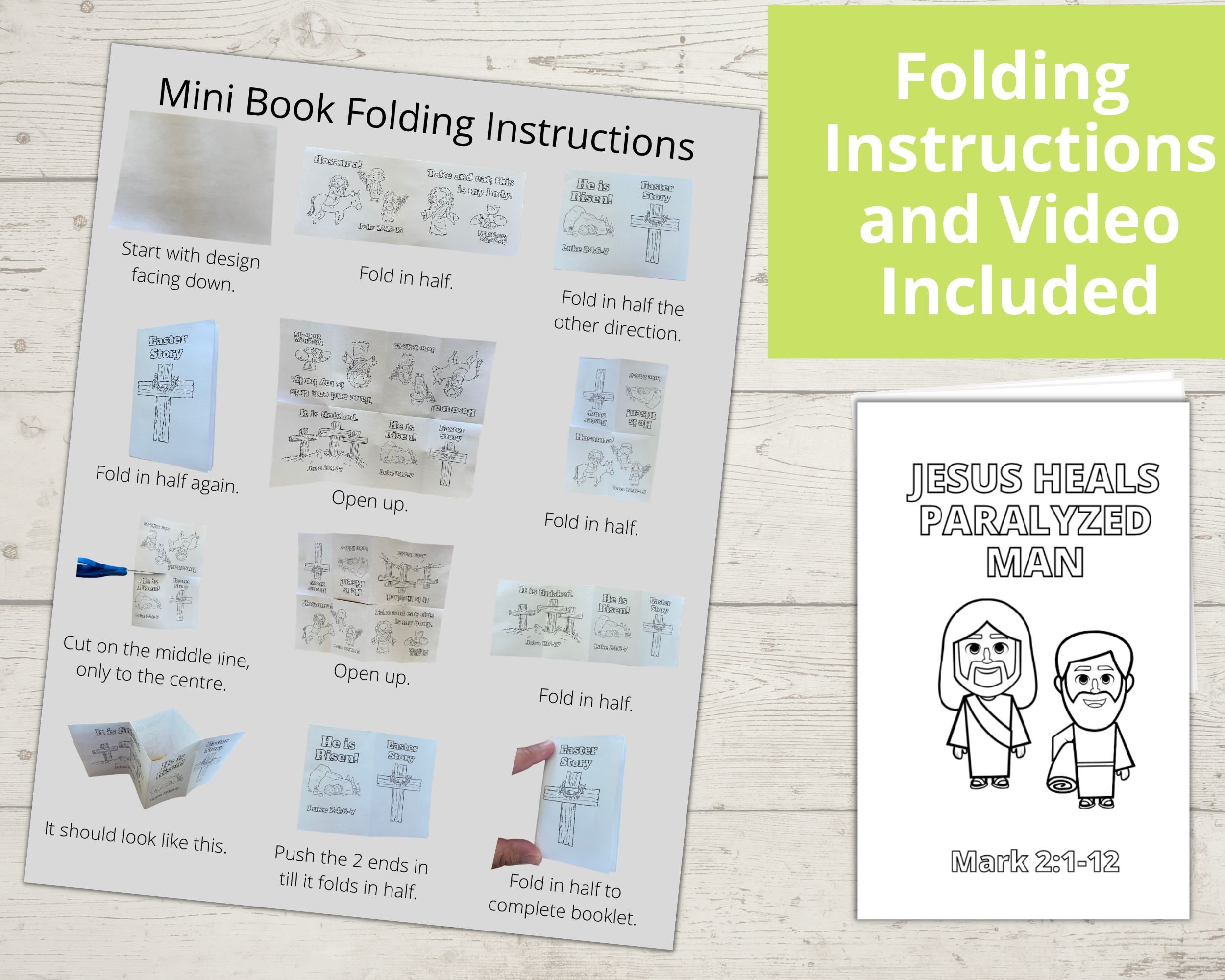 Jesus Heals a Paralyzed Man, Bible Story Activity, Mini Book, Sunday ...