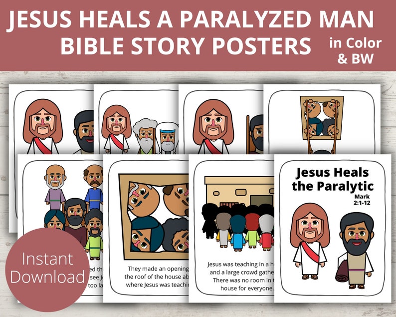 Jesus Heals Paralytic Jesus Heals Paralyzed Man Bible Story - Etsy