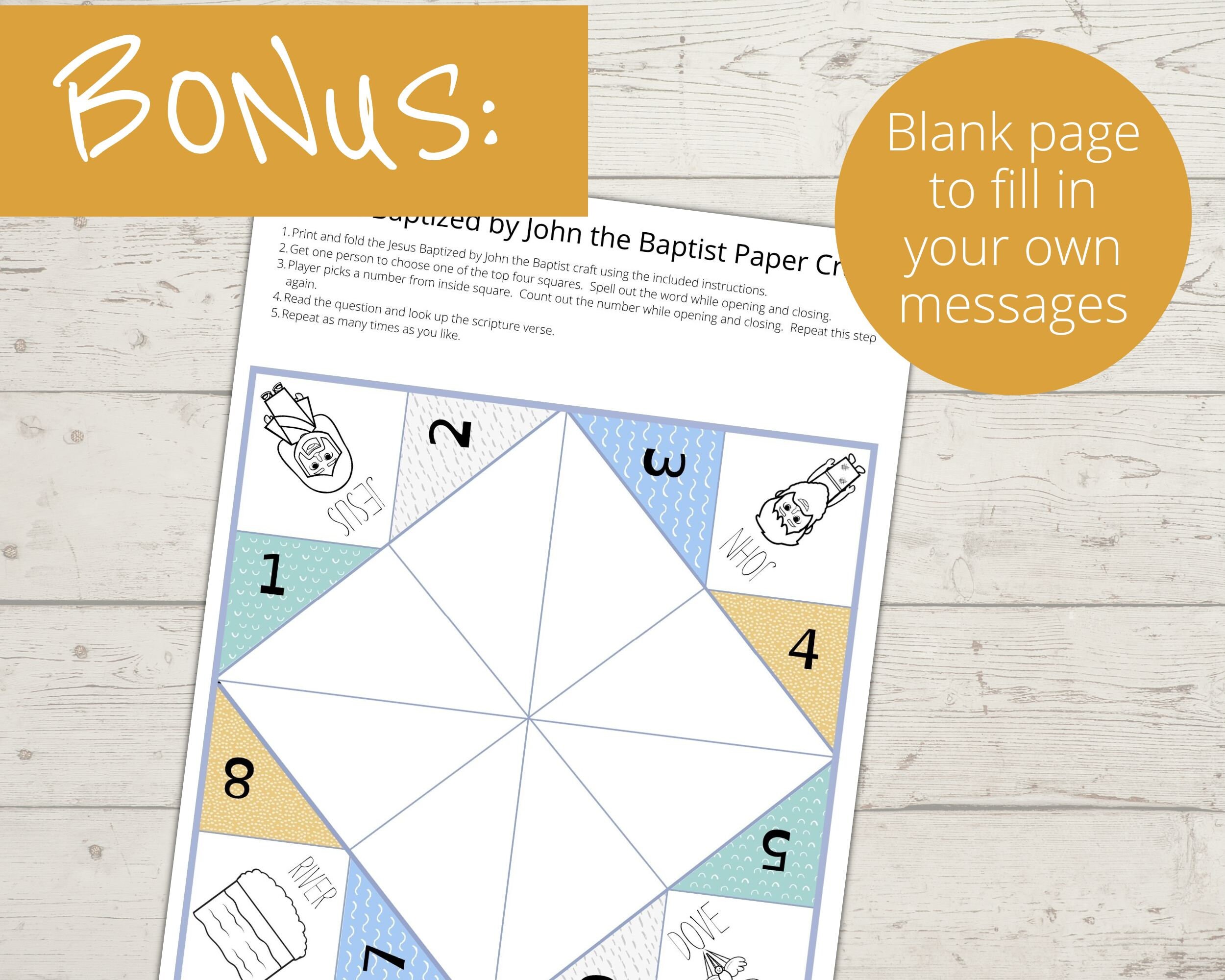 Baptism of Jesus Craft, Jesus Baptized, Fortune Teller, Cootie Catcher ...