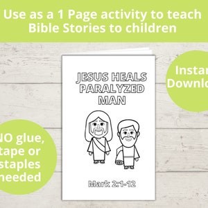 Jesus Heals a Paralyzed Man, Bible Story Activity, Mini Book, Sunday ...