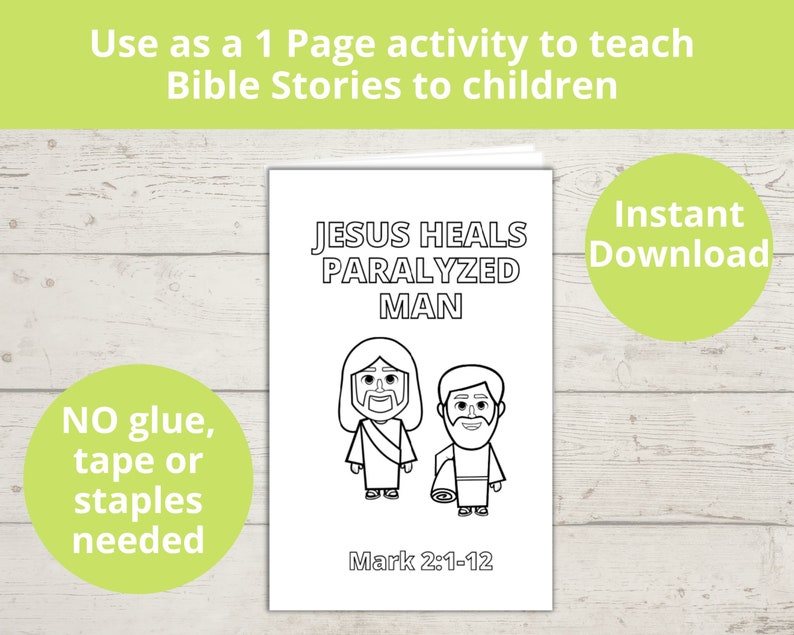 Jesus Heals a Paralyzed Man, Bible Story Activity, Mini Book, Sunday ...