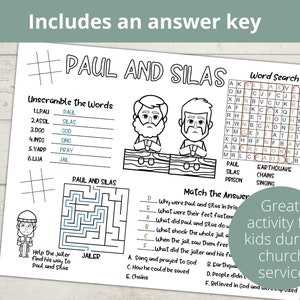 Paul and Silas, Bible Activity, Paul and Silas in Jail, Church Kids ...