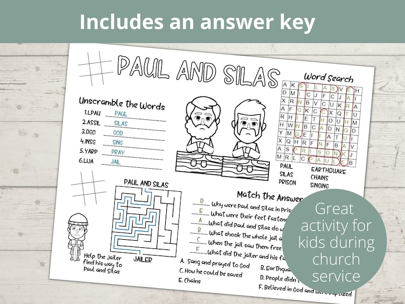 Paul and Silas, Bible Activity, Paul and Silas in Jail, Church Kids ...