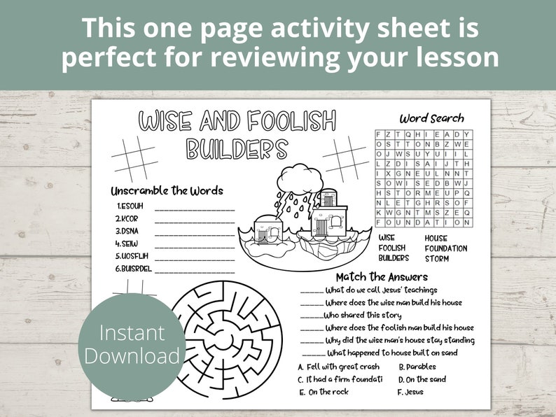 Wise and Foolish Builders Craft, Sunday School Activities, Build Your ...