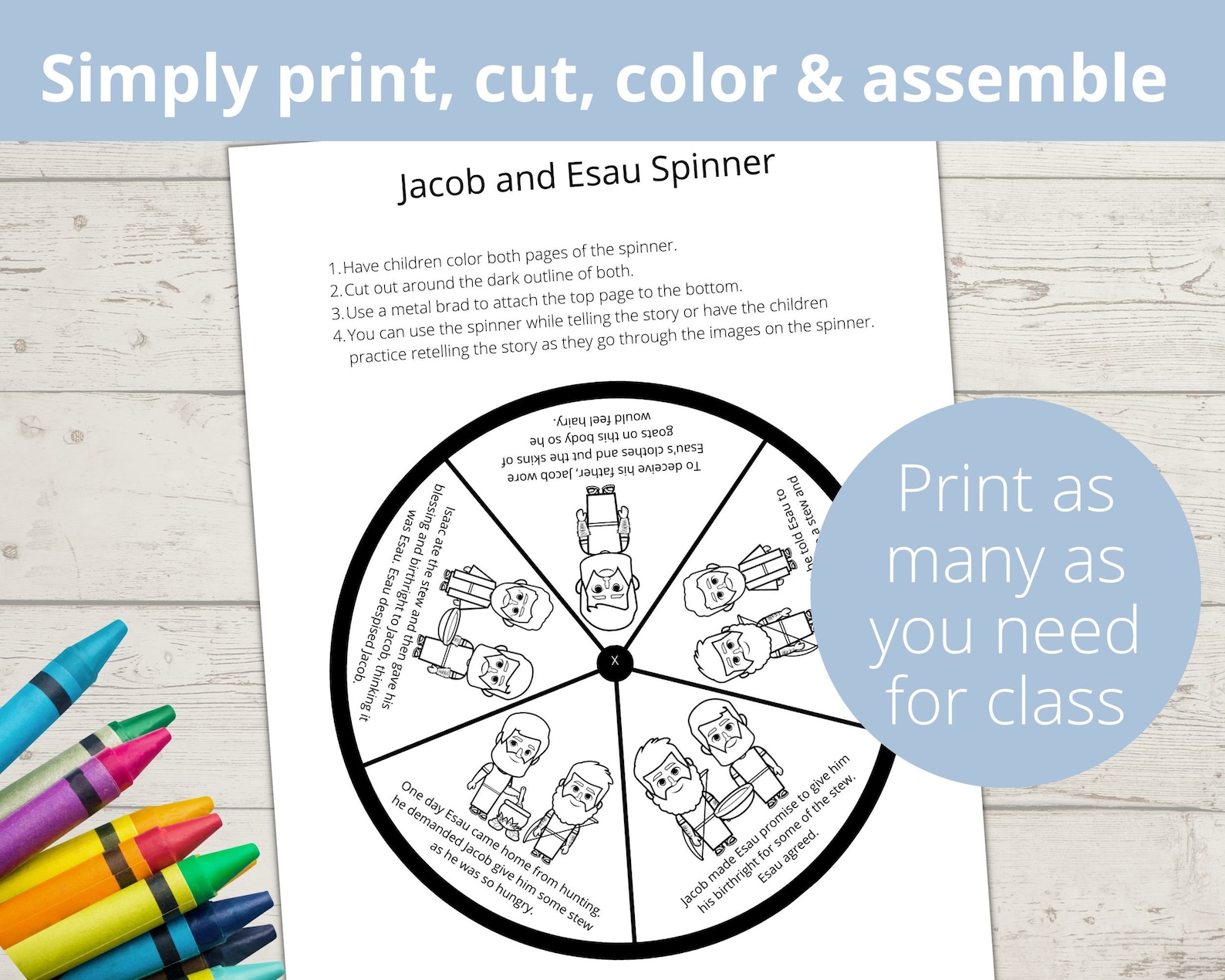 Jacob and Esau, Bible Story Printable, Sunday School Activities ...