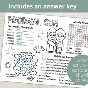 Prodigal Son Activity, Forgiveness Christian, Parables of Jesus, Sunday ...