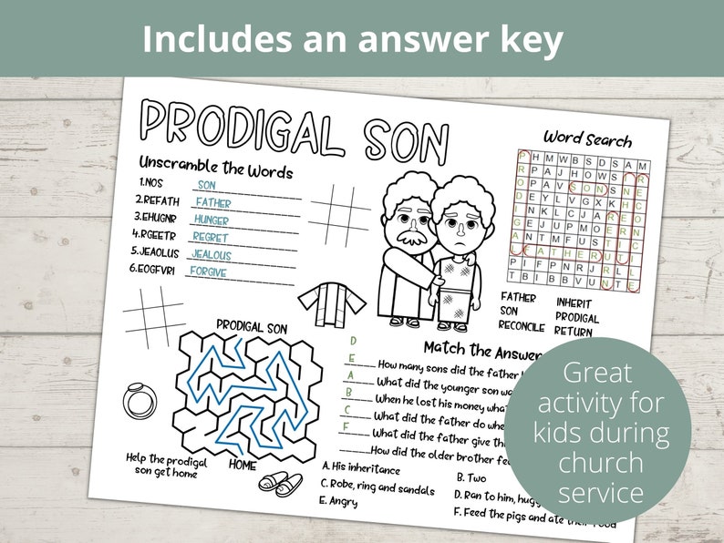 Prodigal Son Activity, Forgiveness Christian, Parables of Jesus, Sunday ...