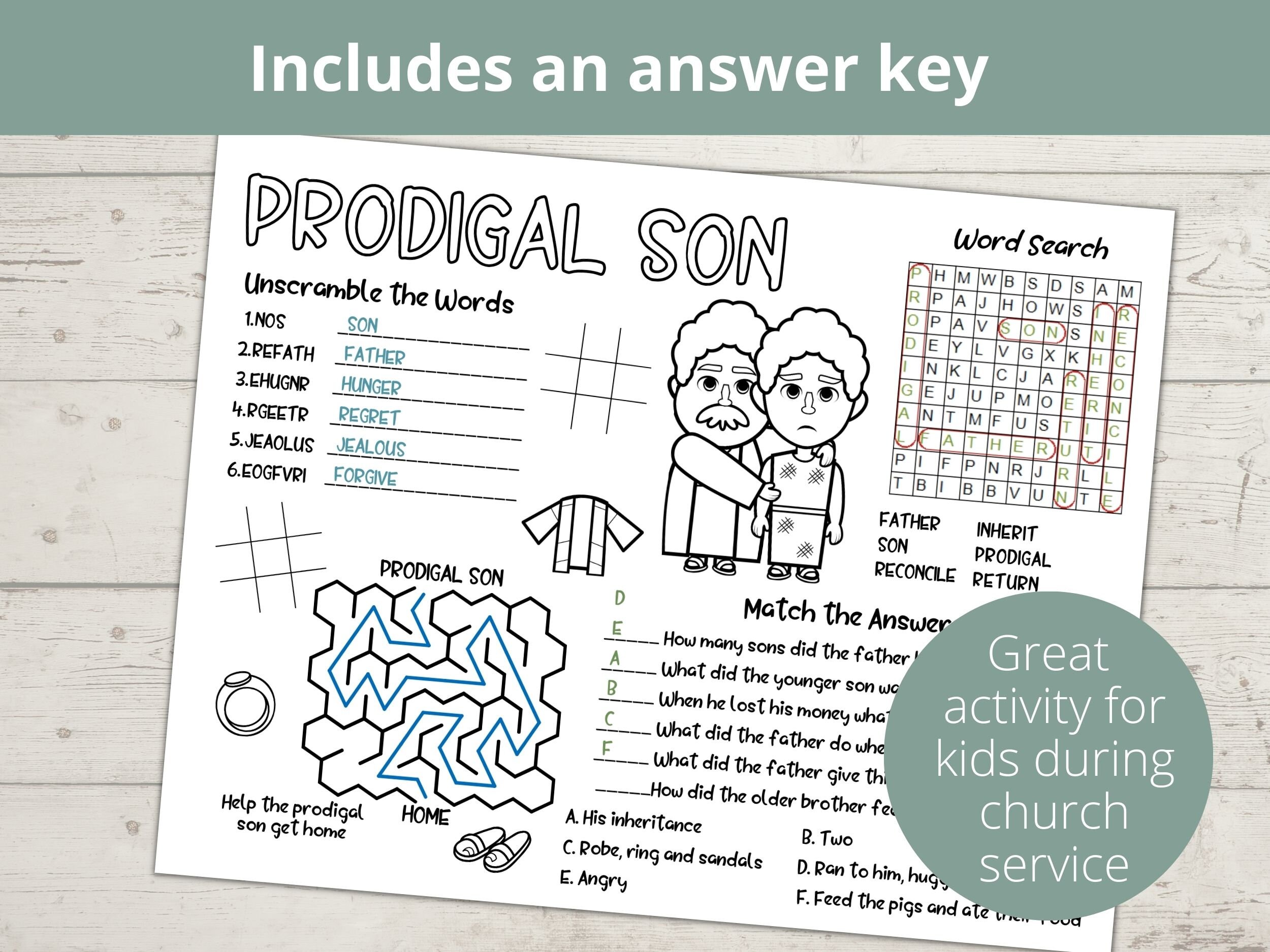 Prodigal Son Activity, Forgiveness Christian, Parables of Jesus, Sunday ...