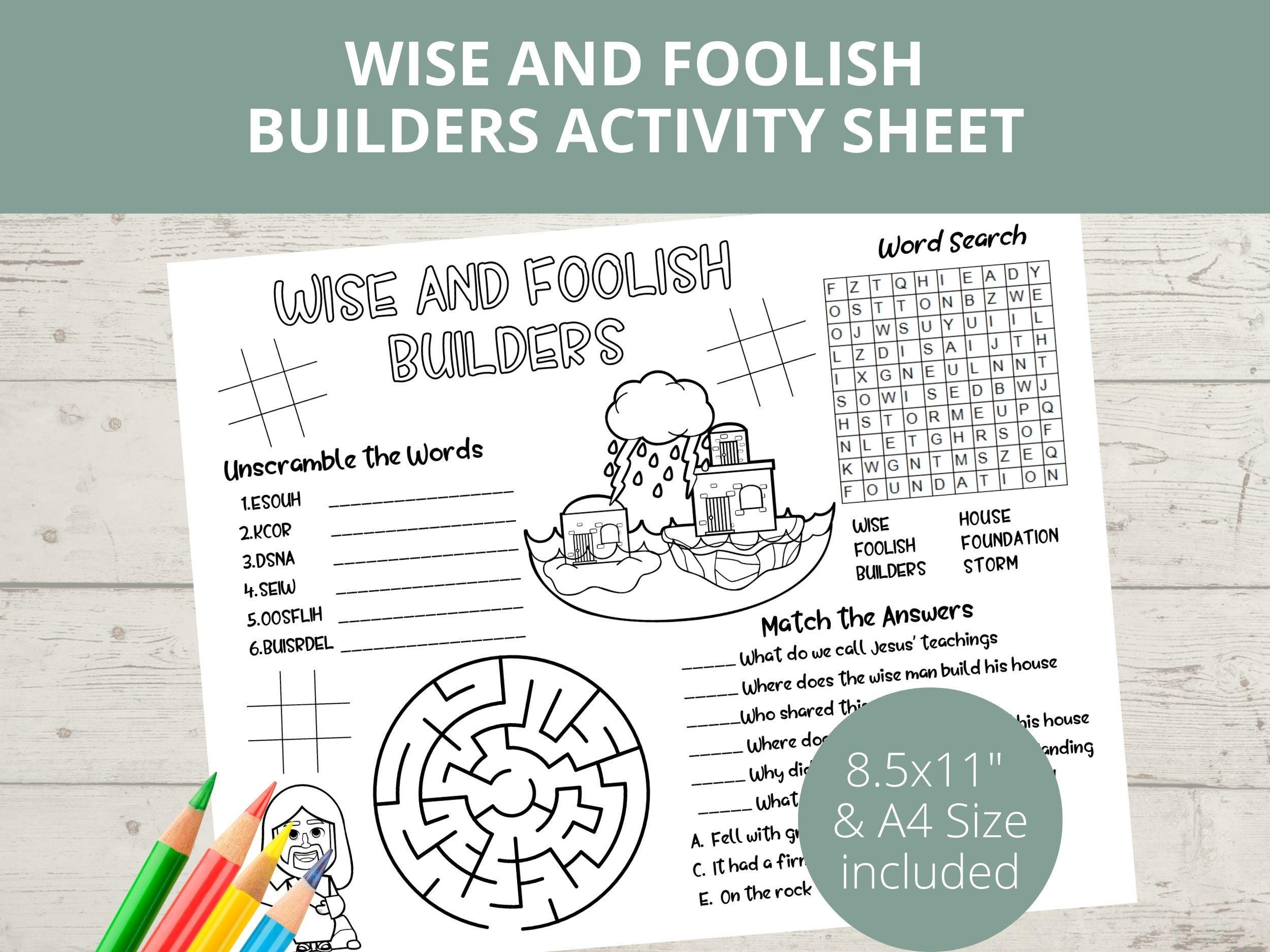Wise and Foolish Builders Craft, Sunday School Activities, Build Your ...