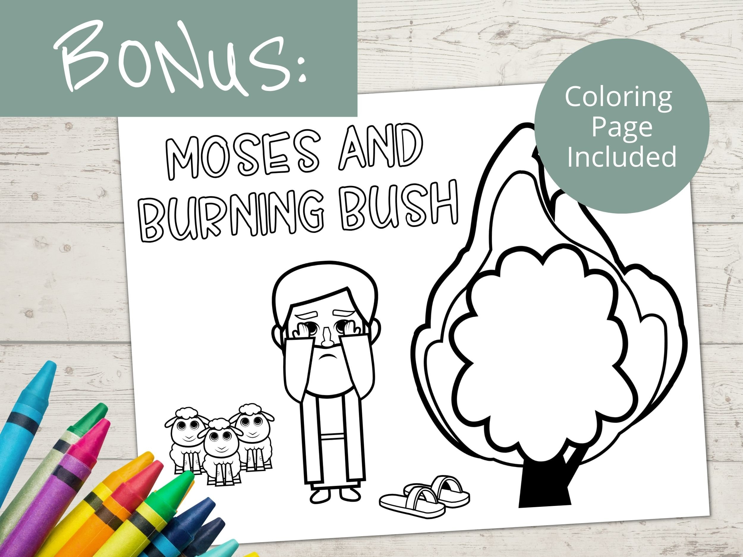 Moses and Burning Bush Coloring Page, Moses Craft, Bible Activity ...