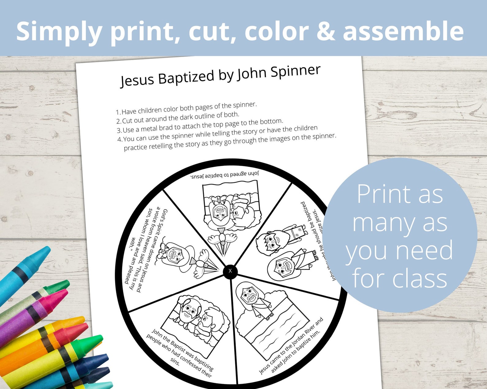 Jesus Baptism, John the Baptist Jesus, Bible Story Printable, Sunday ...