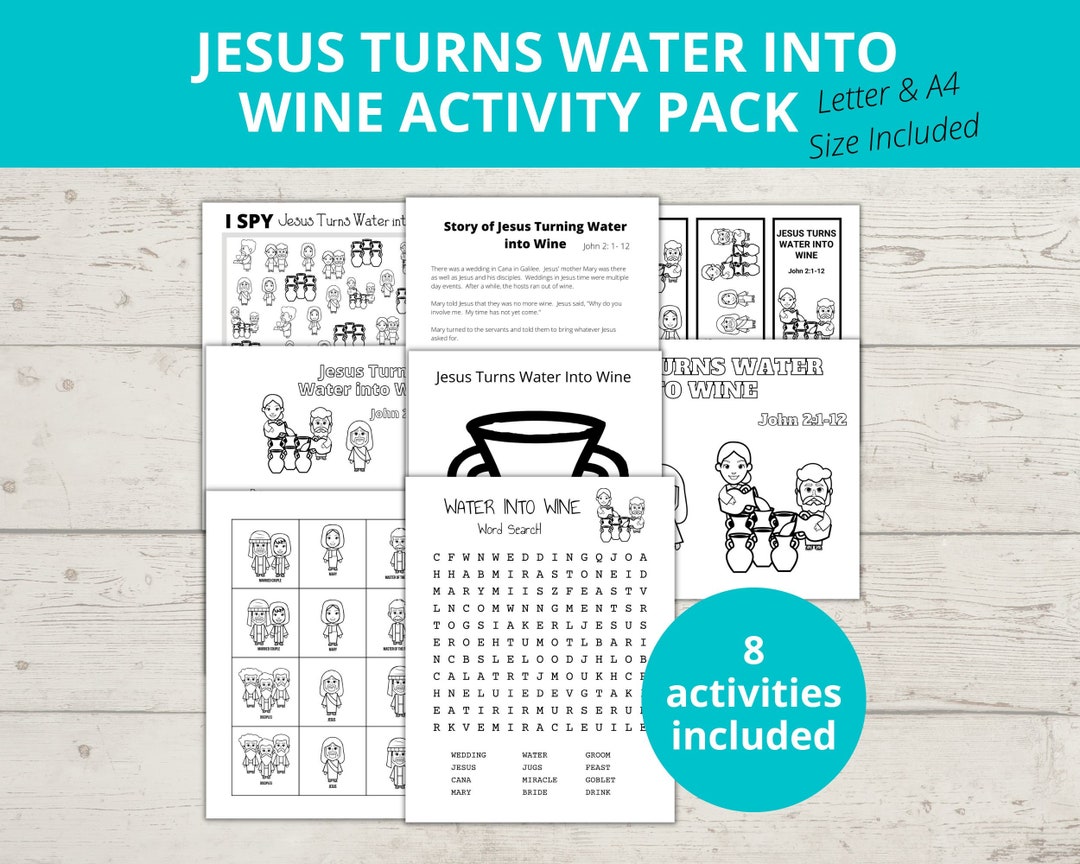 Jesus Turns Water Into Wine Bible Story Activities, Sunday School Craft ...