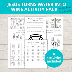 Jesus Turns Water Into Wine Bible Story Activities, Sunday School Craft ...
