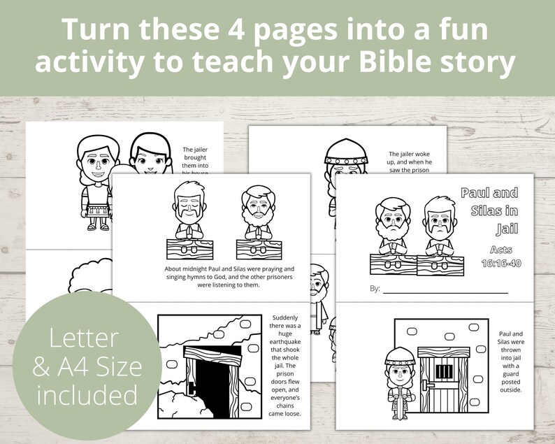 Paul and Silas, Mini Book, Paul and Silas in Jail, Bible Story, Sunday ...