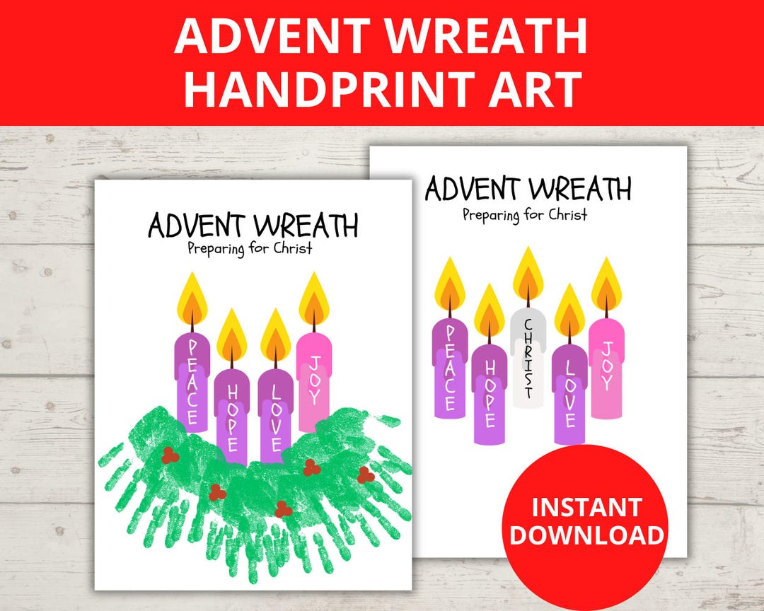 Advent Wreath Handprint, Christmas Handprint Art, Toddler Christmas ...